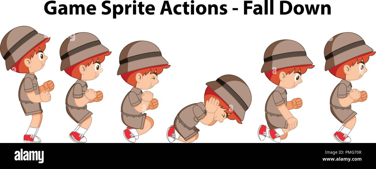 Game sprite actions - fall down illustration Stock Vector Image & Art ...