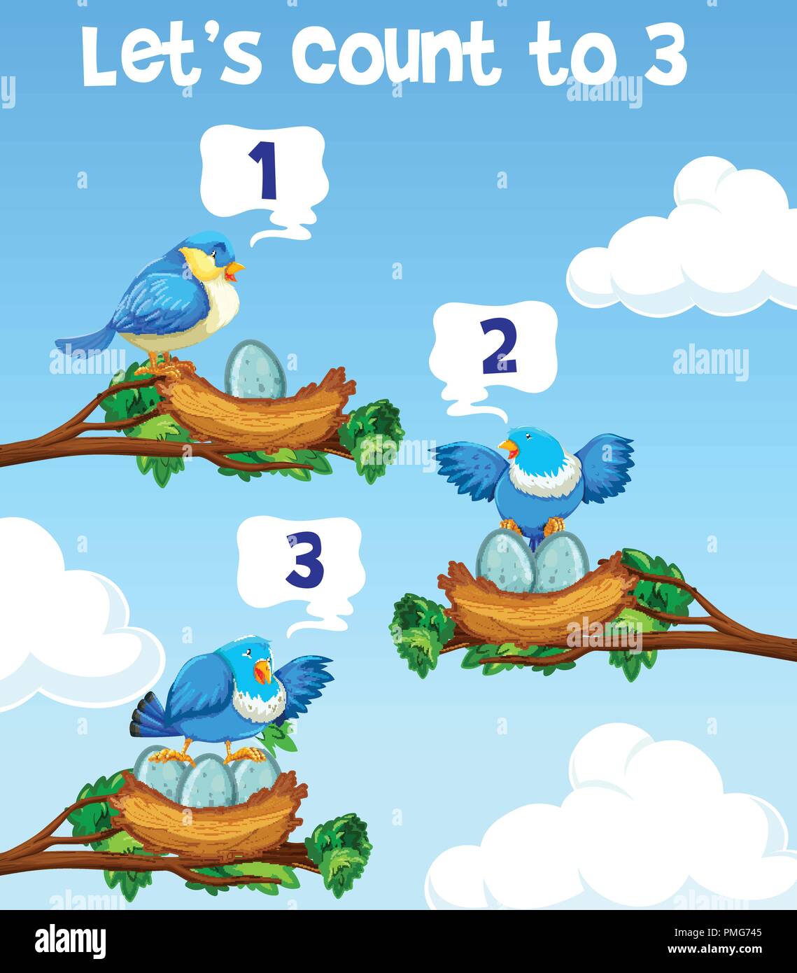 Lets count to three bird concept illustration Stock Vector Image & Art ...
