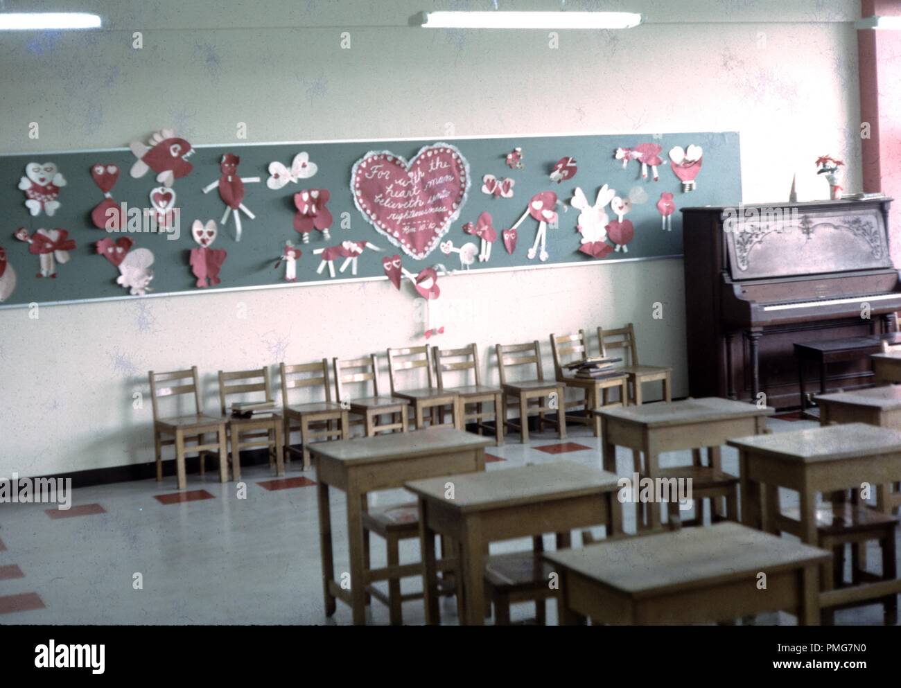 Classroom at a Christian missionary church in post war Japan, with ...