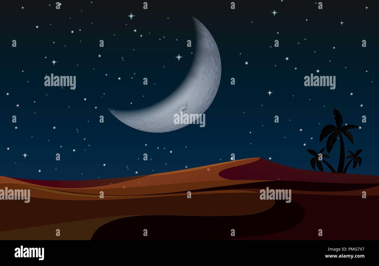 A desert landscape at night illustration Stock Vector Image & Art - Alamy