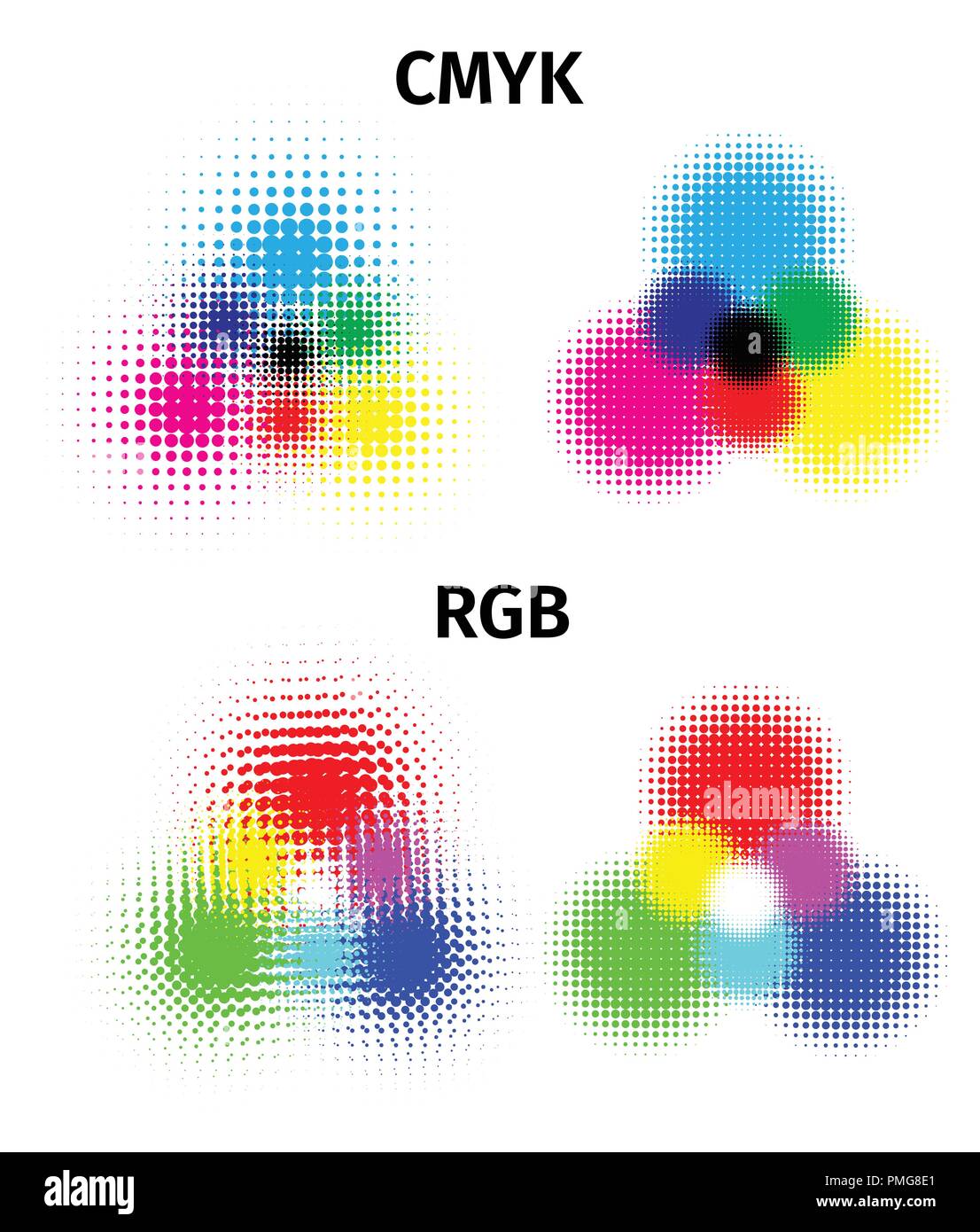 RGB and CMYK halftone vector illustration color Stock Vector Image ...
