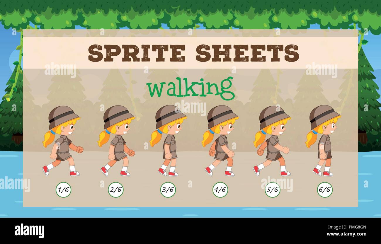 Sprite Sheet girl walking illustration Stock Vector Image & Art - Alamy