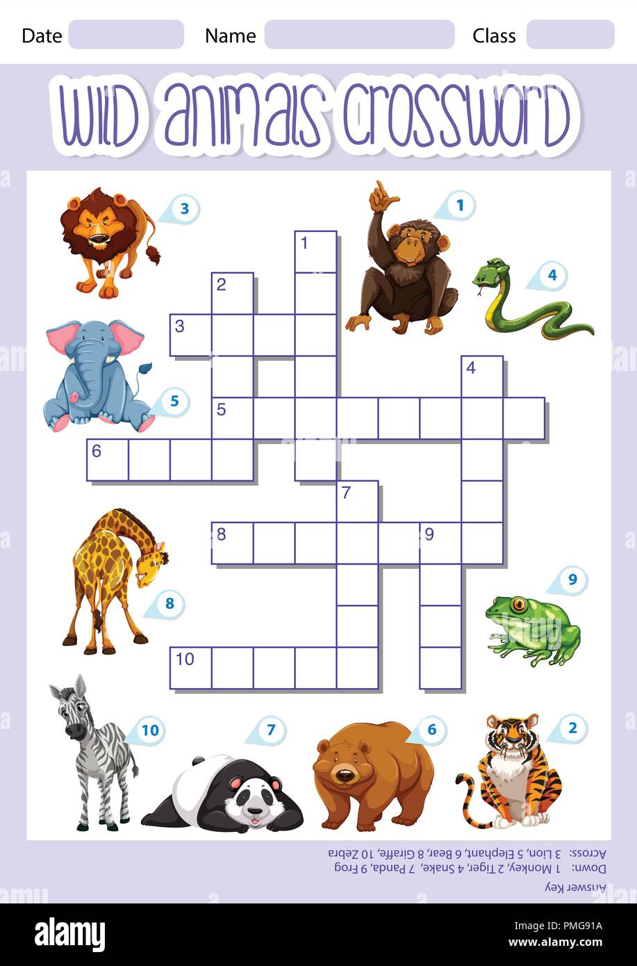 Wild animals crossword template illustration Stock Vector Image & Art ...