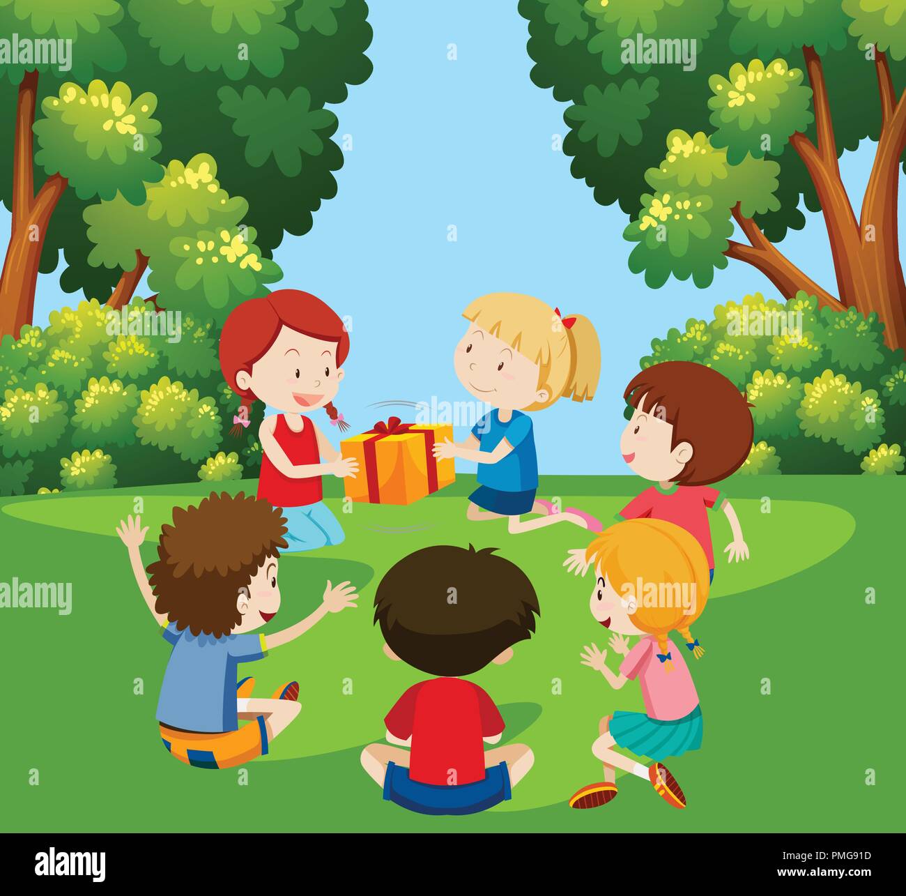 Children play pass the parcel illustration Stock Vector Image & Art - Alamy