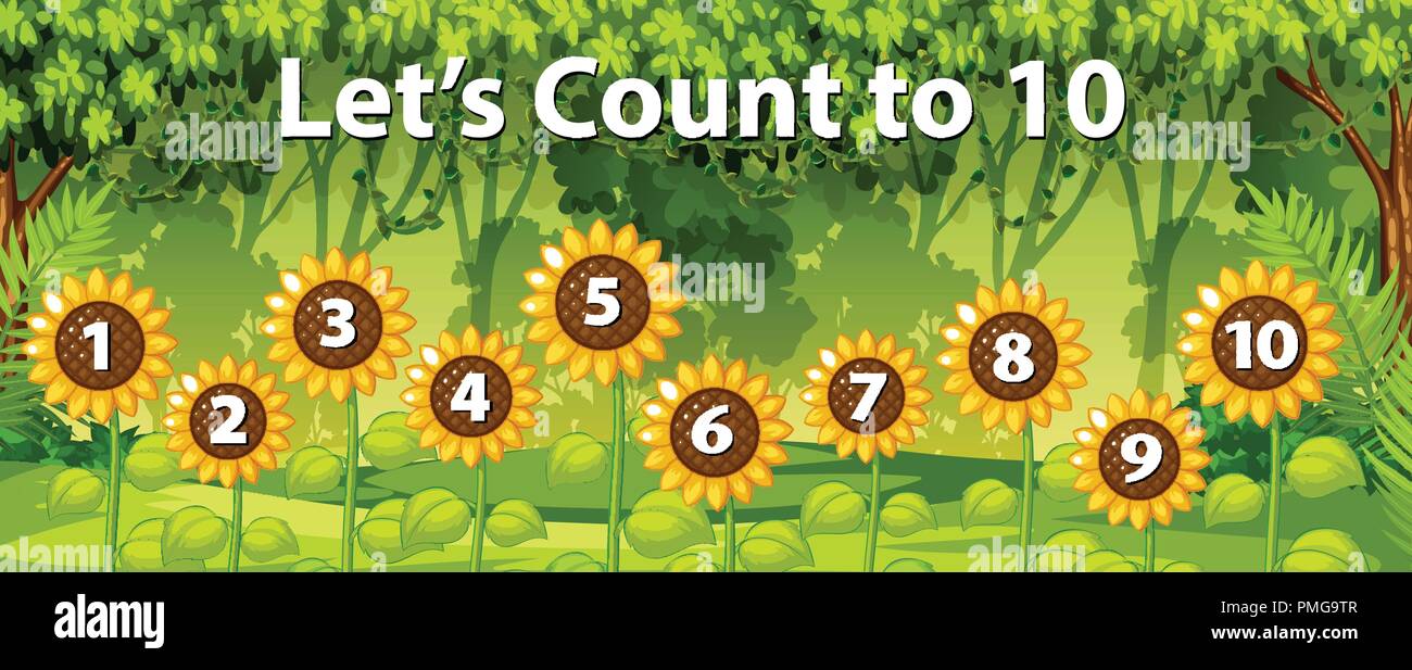 Mathematics count number forest background illustration Stock Vector ...