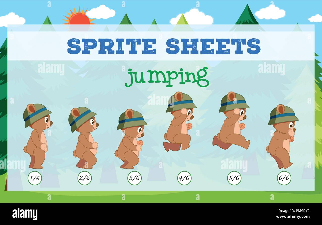 Sprite sheet bear jumping illustration Stock Vector Image & Art - Alamy