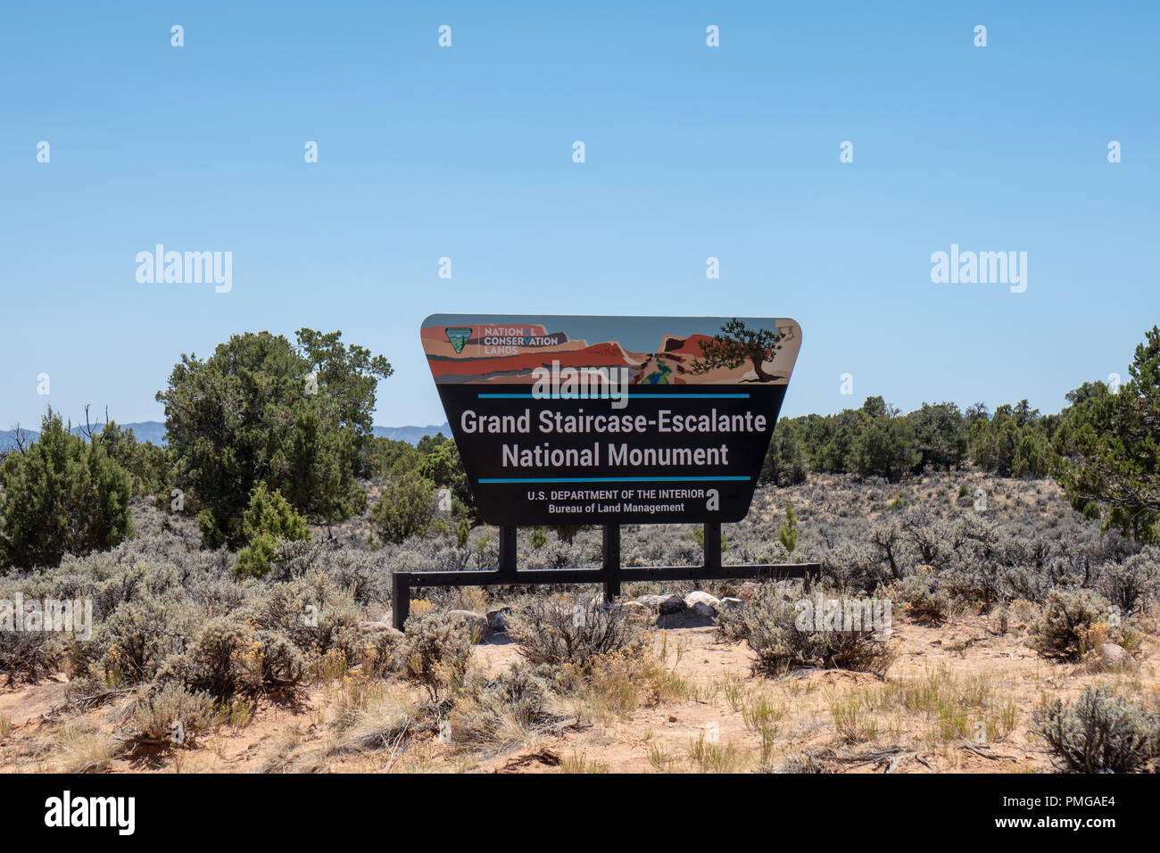 Grand staircase escalante national monument sign hi-res stock ...