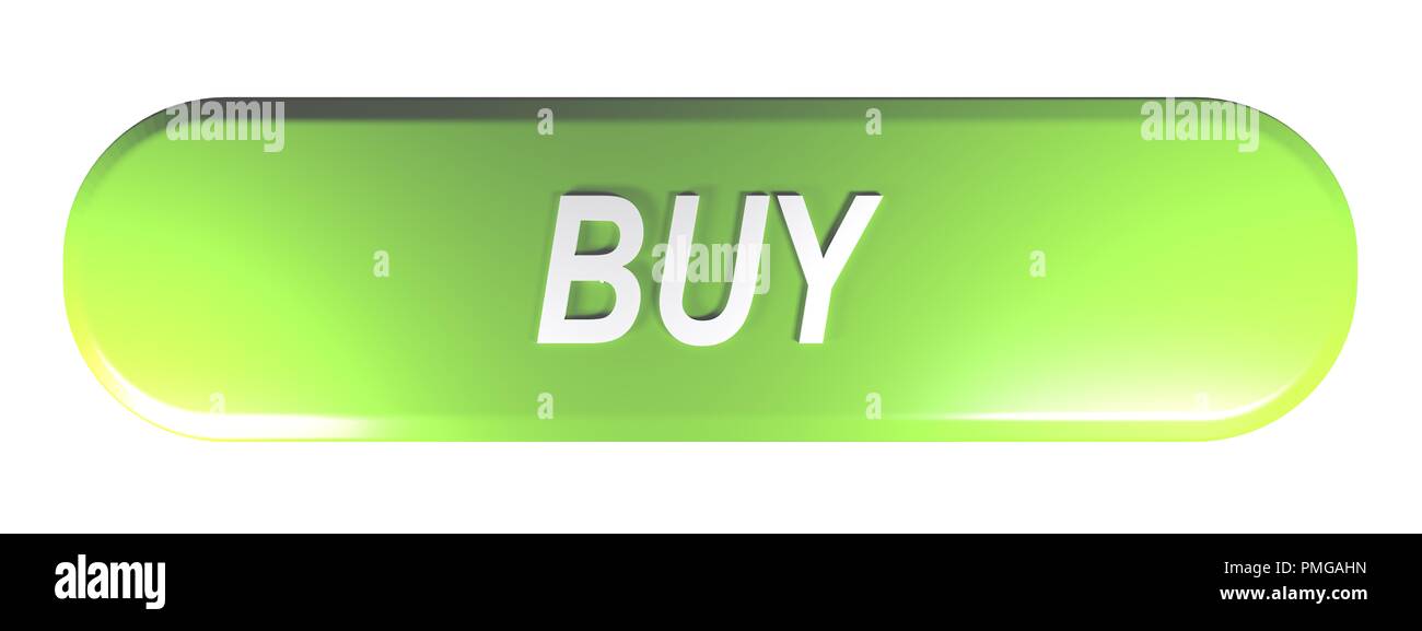 Green rounded rectangle push button BUY - 3D rendering Stock Photo - Alamy