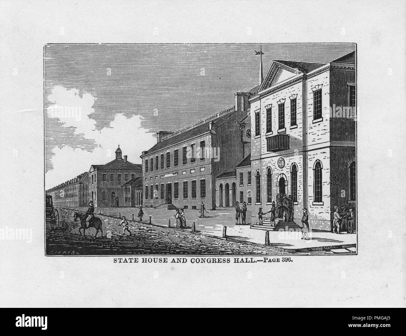 Engraving of the State House and Congress Hall at Chestnut Street in ...