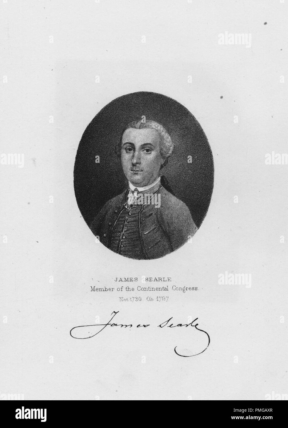 Engraved portrait of James Searle, member of the Continental Congress, an American merchant from ...