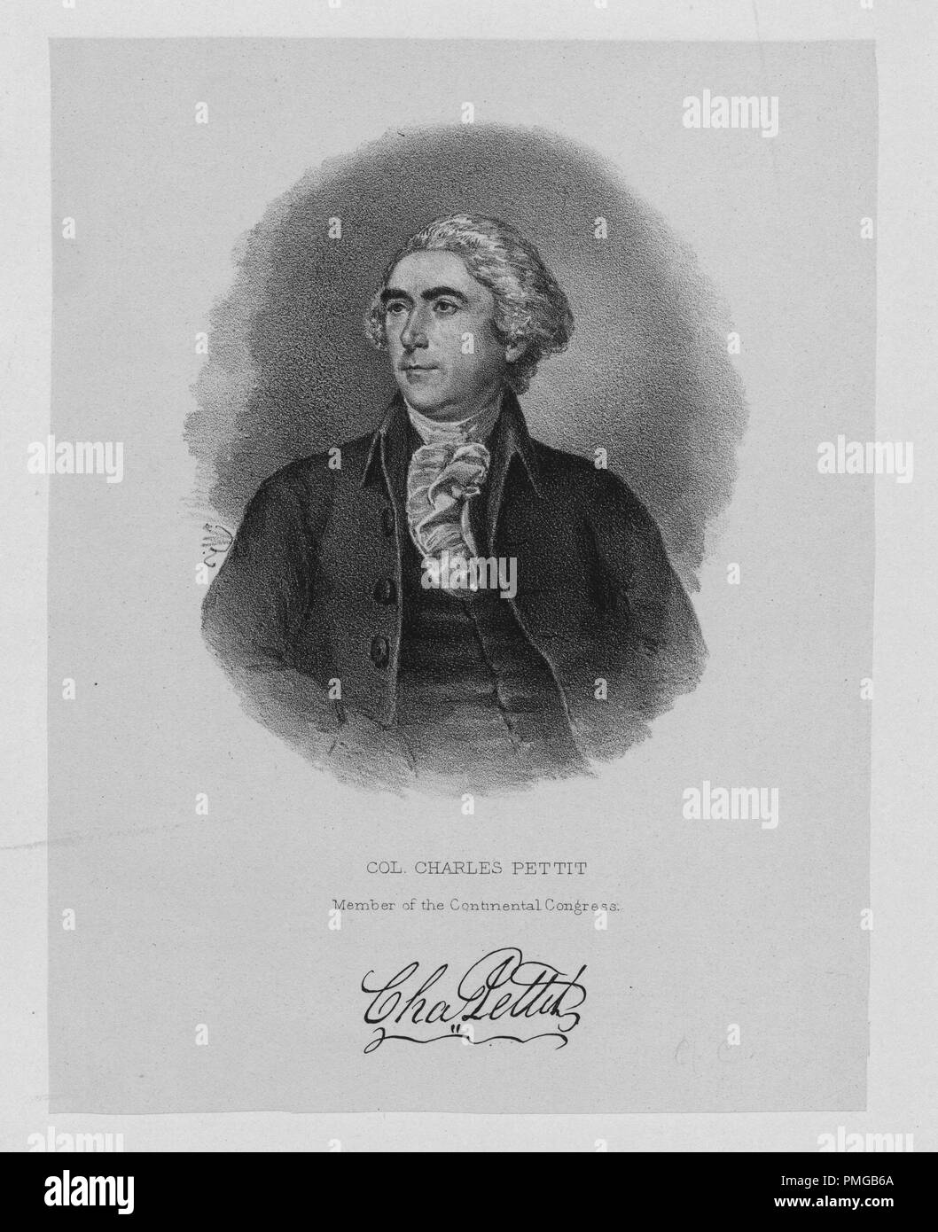 Engraved portrait of Charles Petit, member of the Continental Congress ...