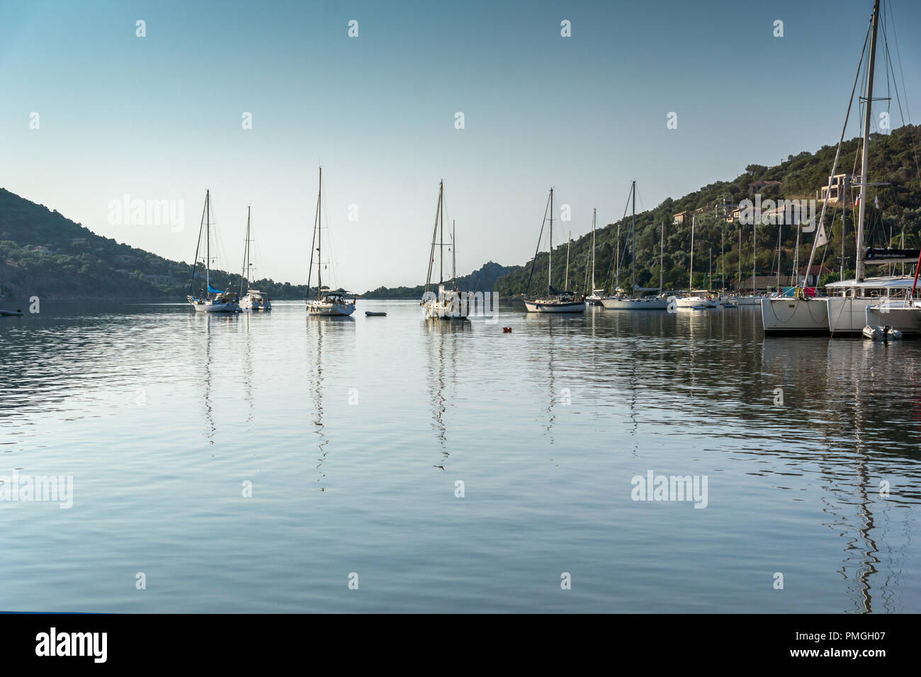 Panorama of port of Village of Sivota, Lefkada, Ionian Islands, Greece ...