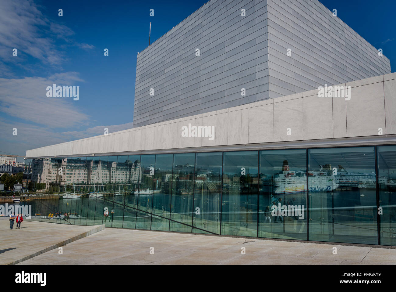 Oslo Opera House, opened in 2008, The roof plaza and Stage Tower, Oslo ...