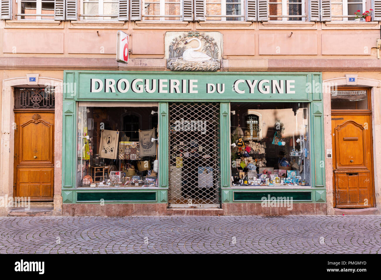Strasbourg, France - September 09, 2018: antique drugstore in ...
