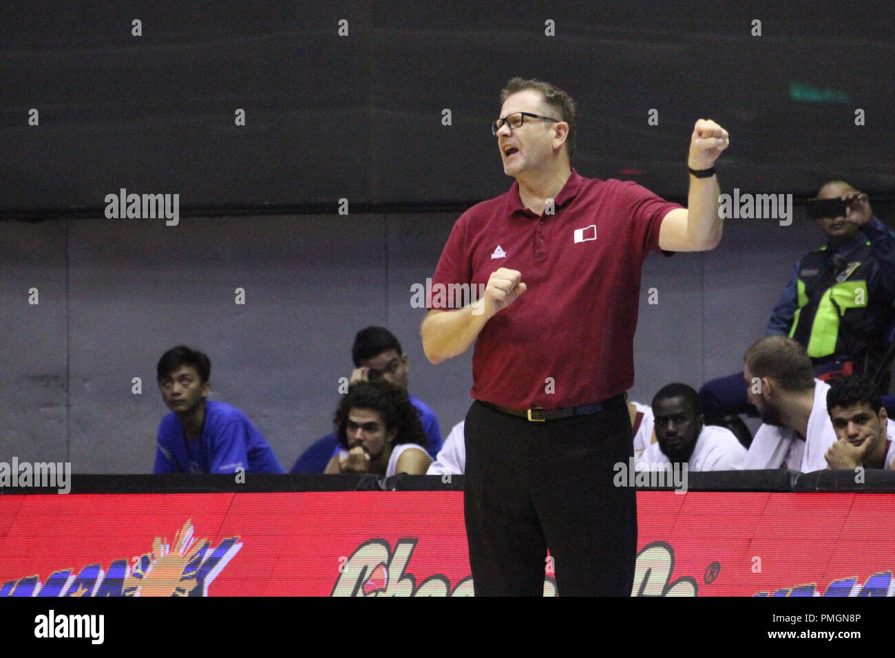 Quezon City, Philippines. 17th Sep, 2018. Timothy Charles Lewis coaches ...