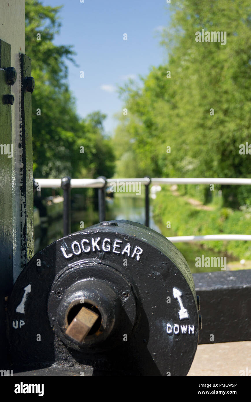 Old Harlow, Essex/England - June 17th 2018:Lock gear opening mechanism ...
