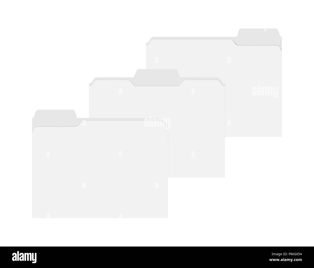 File folders with assorted position cut tabs isolated on white ...