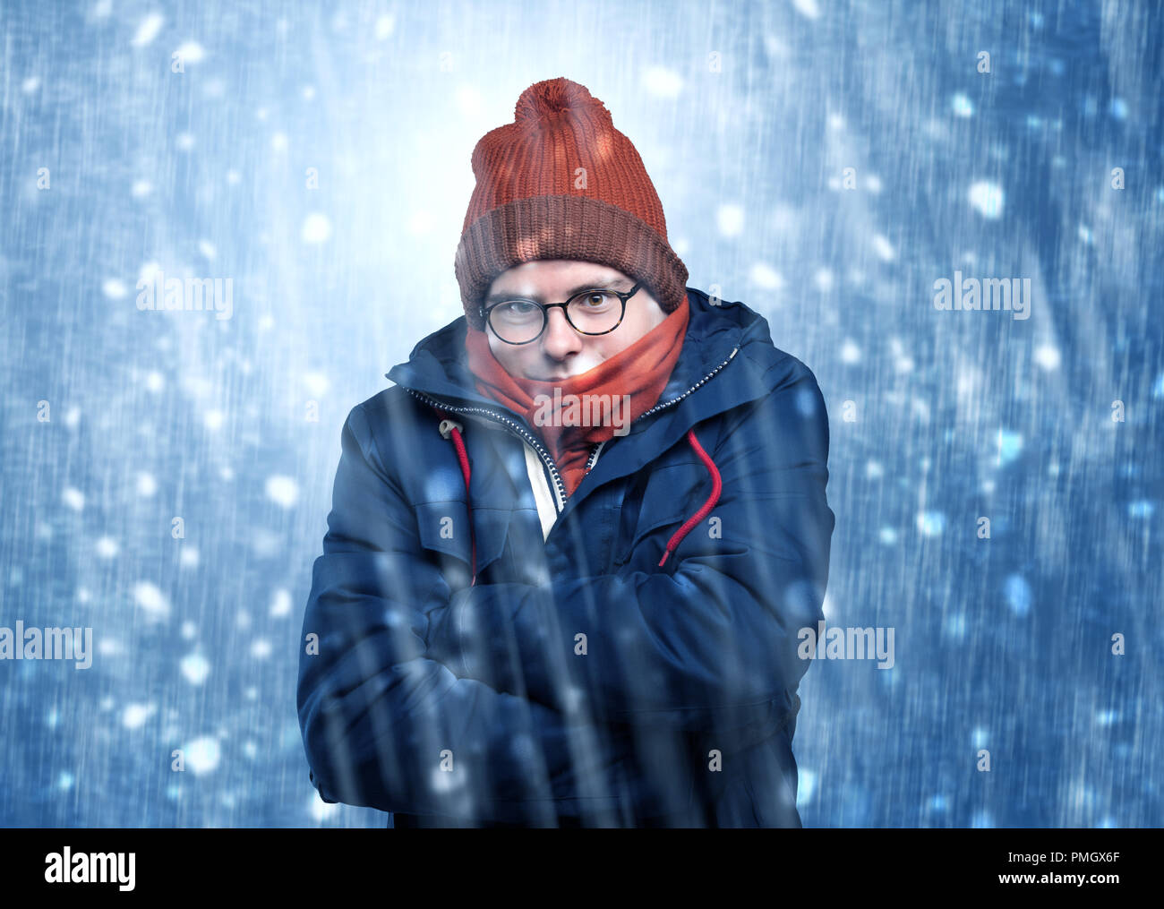 Boy shivering winter clothing hi-res stock photography and images - Alamy