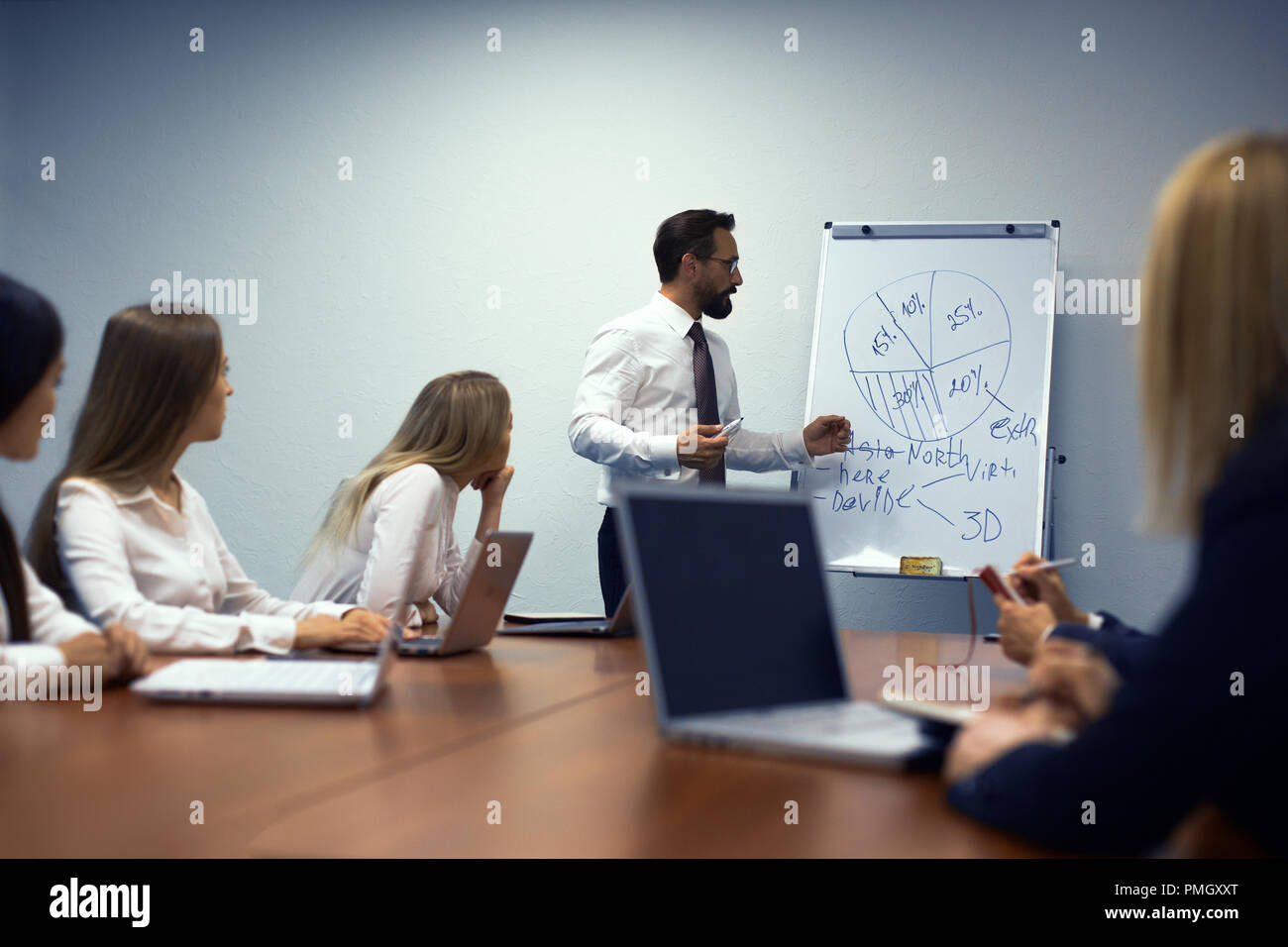 Business man making a presentation in office Stock Photo - Alamy