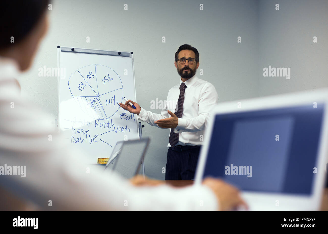 Business man making a presentation in office Stock Photo - Alamy