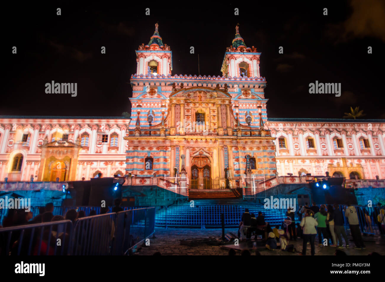 QUITO, ECUADOR- AUGUST, 15, 2018: Crowd admiring the spectacle of ...
