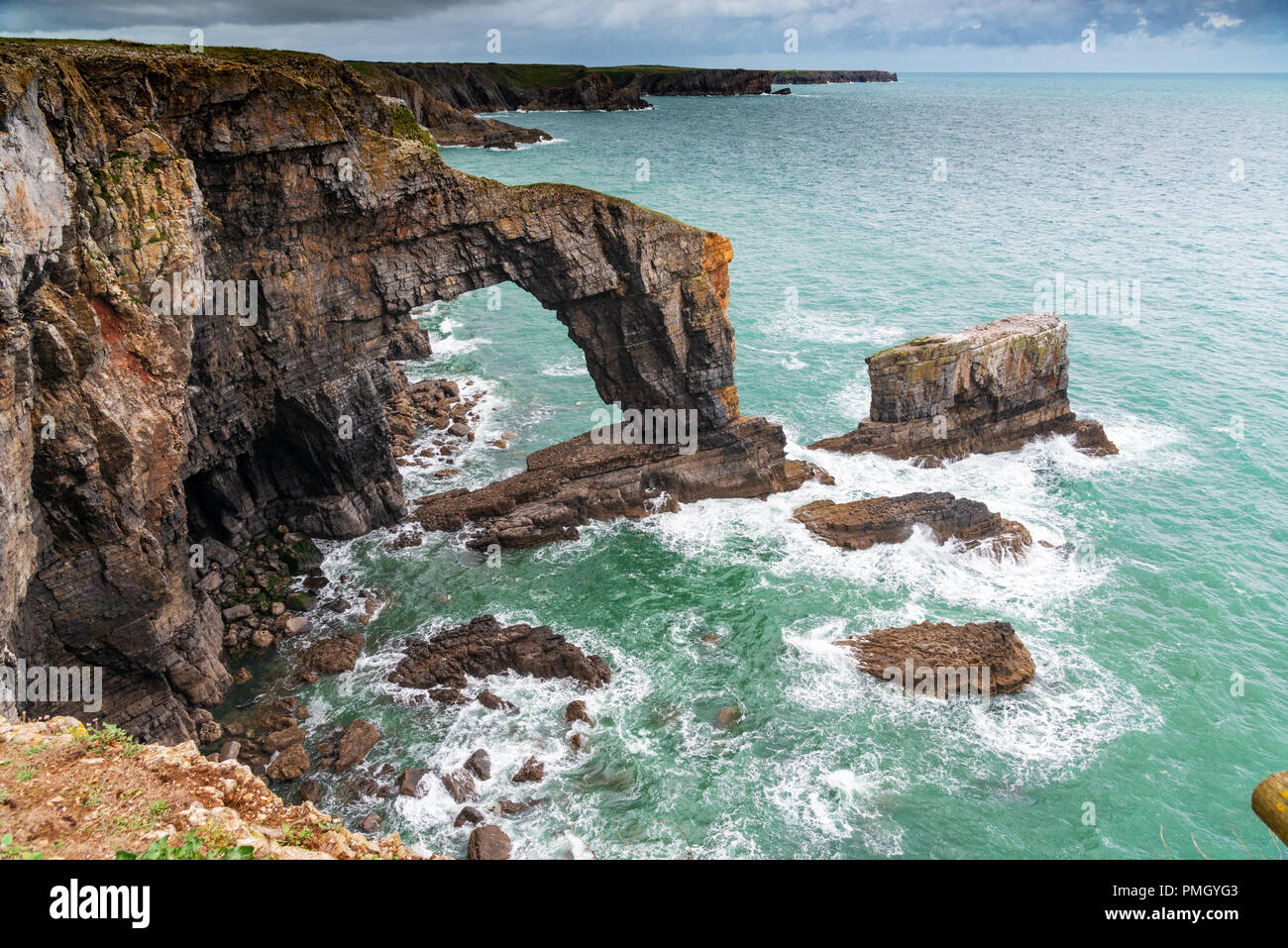 Green Bridge at Stack Rocks, Pembrokeshire, Wales, UK Stock Photo - Alamy