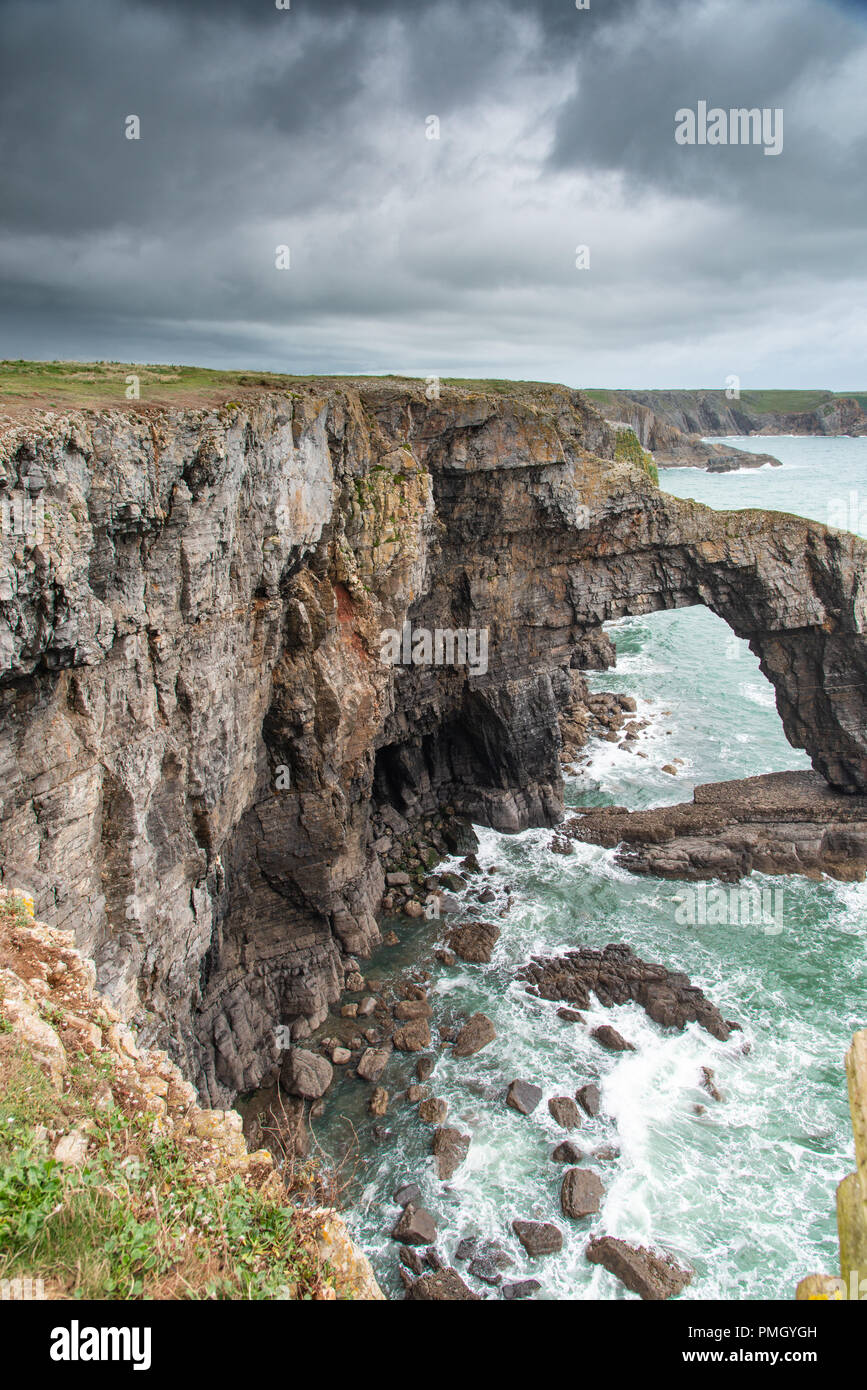 Green Bridge at Stack Rocks, Pembrokeshire, Wales, UK Stock Photo - Alamy