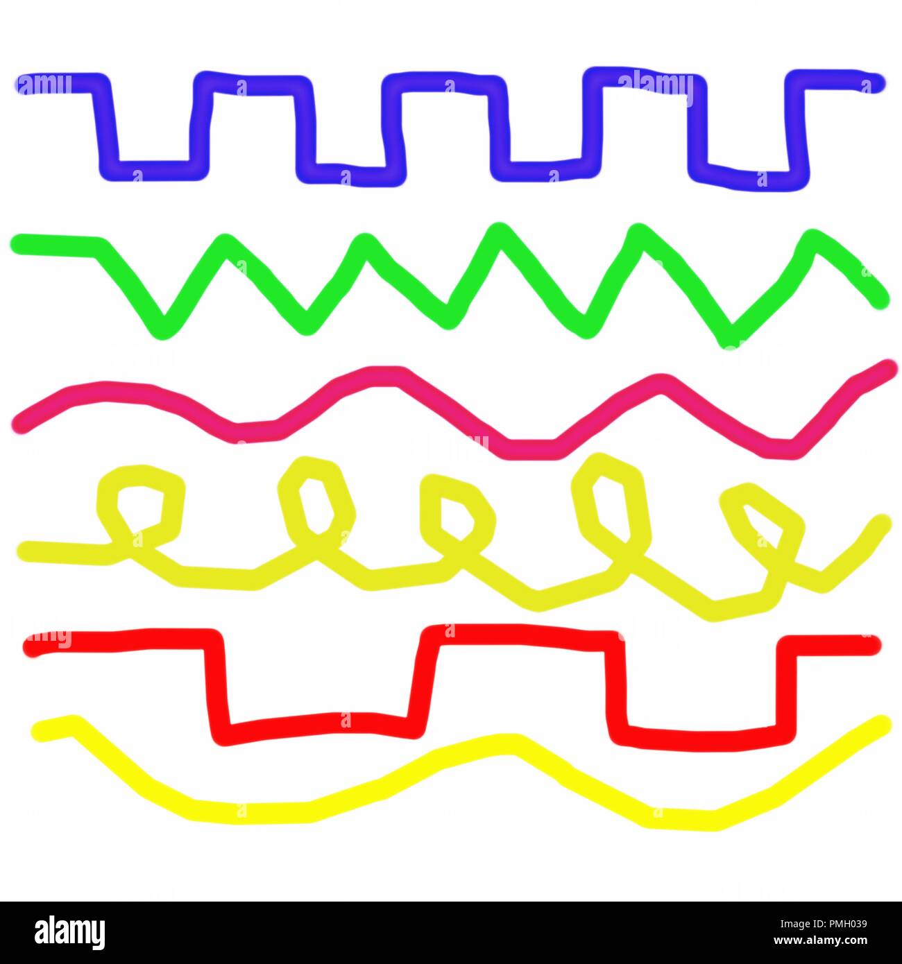 Random coloured line shapes across page Stock Photo - Alamy