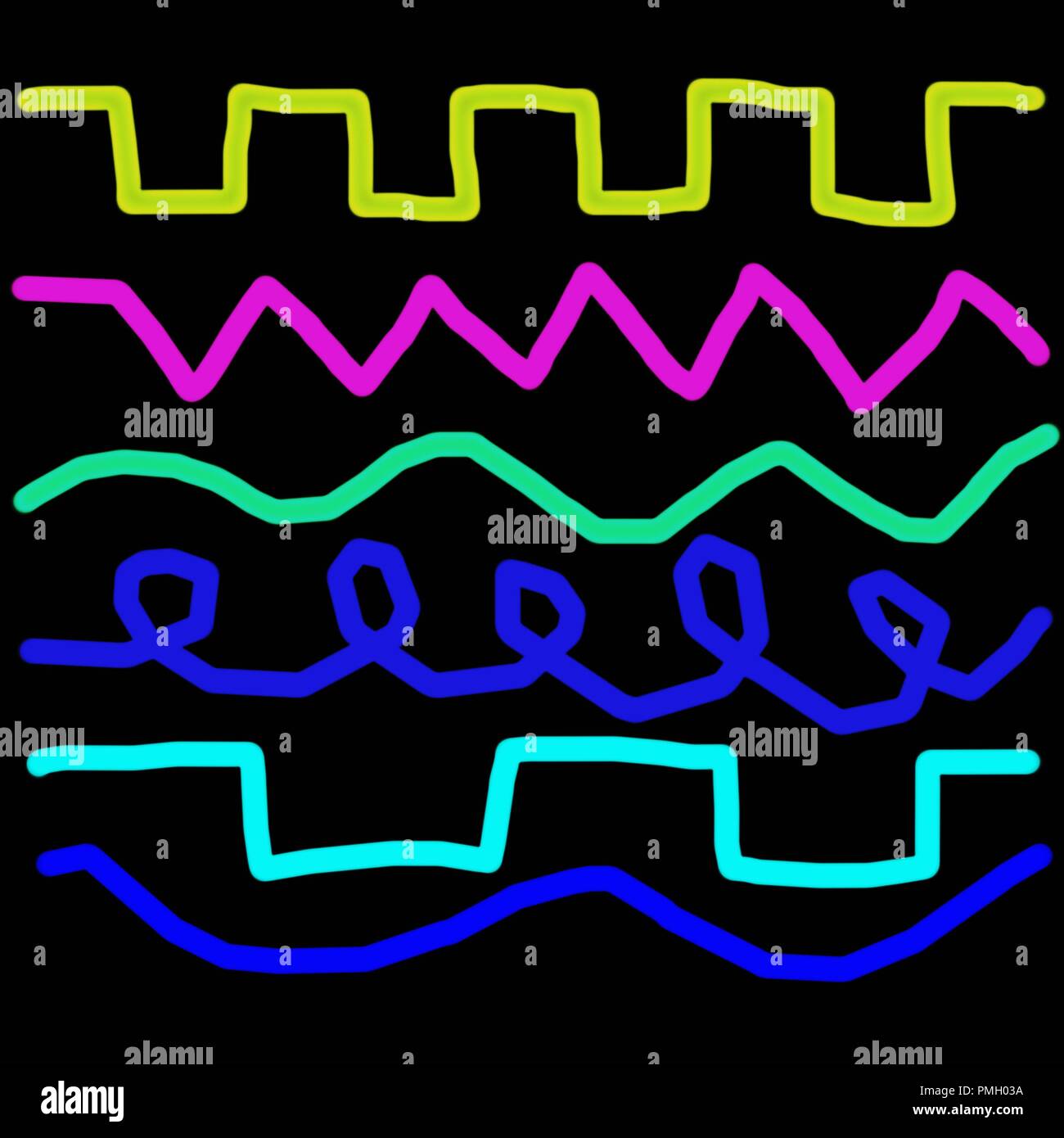 Random coloured line shapes across page Stock Photo - Alamy