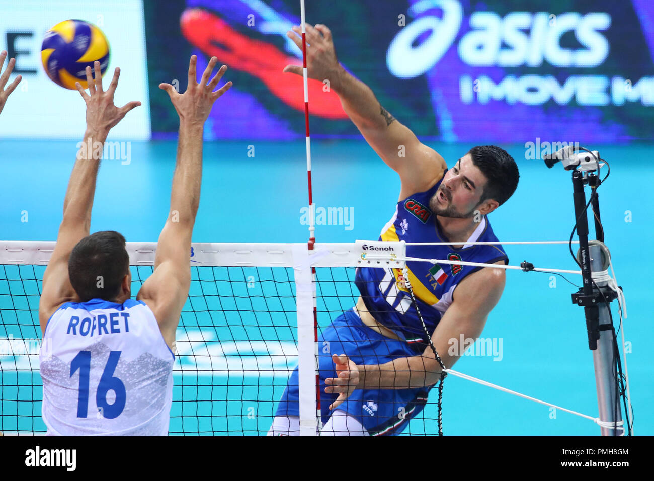 Firenze, Italy. 18th Sep, 2018. FILIPPO LANZA SPIKES ITALY VS SLOVENIA ...