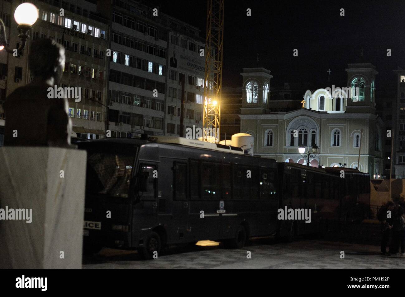 Athens, Greece. 18th Sep, 2018. Buses of riot police seen at the area ...