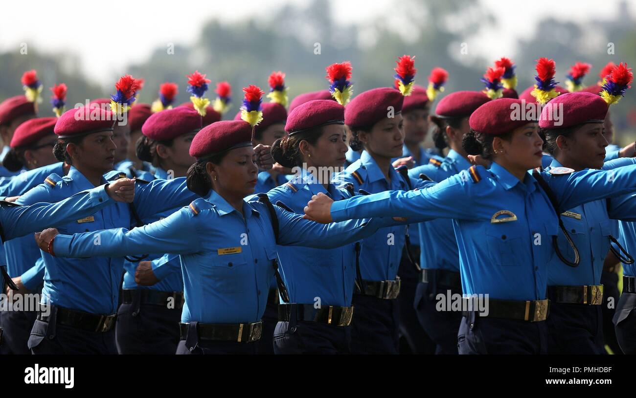 Kathmandu, Nepal. 19th Sep, 2018. Nepalese Police personnel take part ...