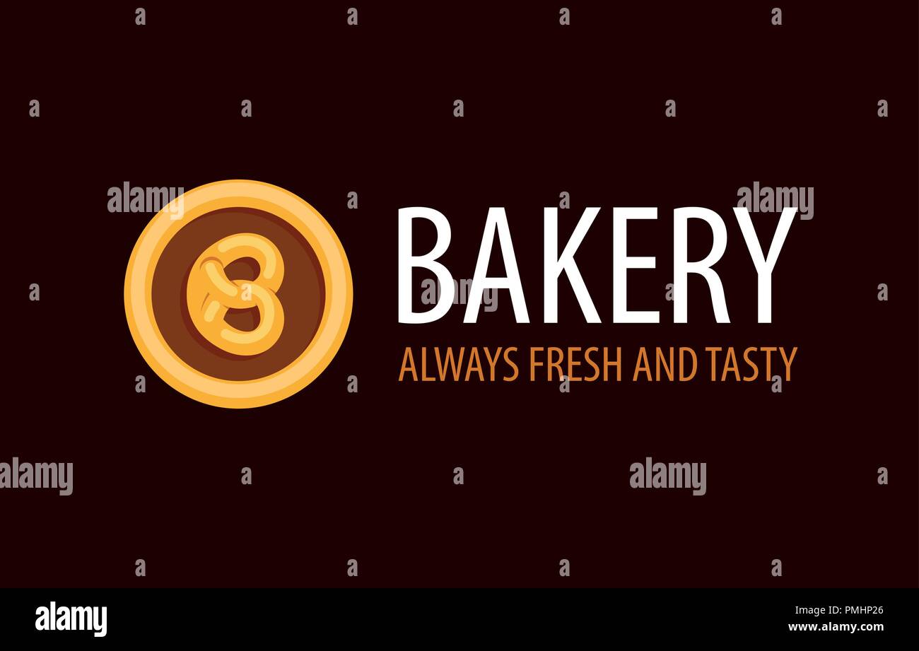 Pretzel in circle - Round Bakery logo in orange with title and slogan ...