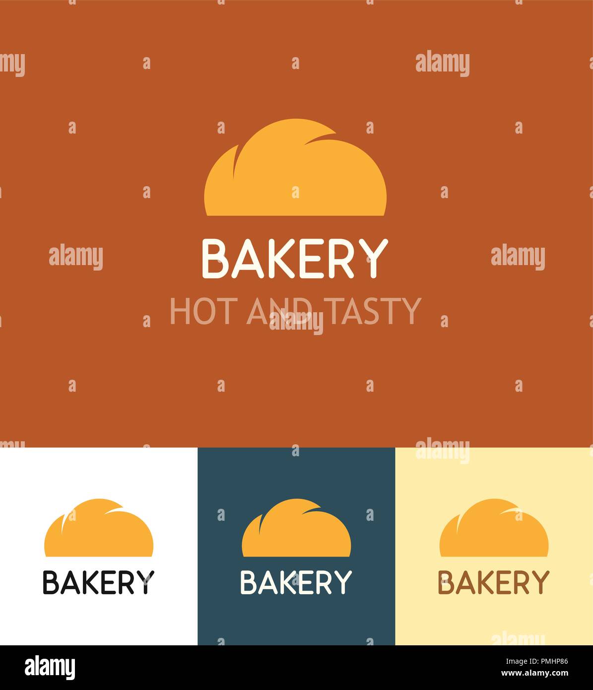 Set of Logotypes for Bakery on different backgrounds. Emblem with Bun ...