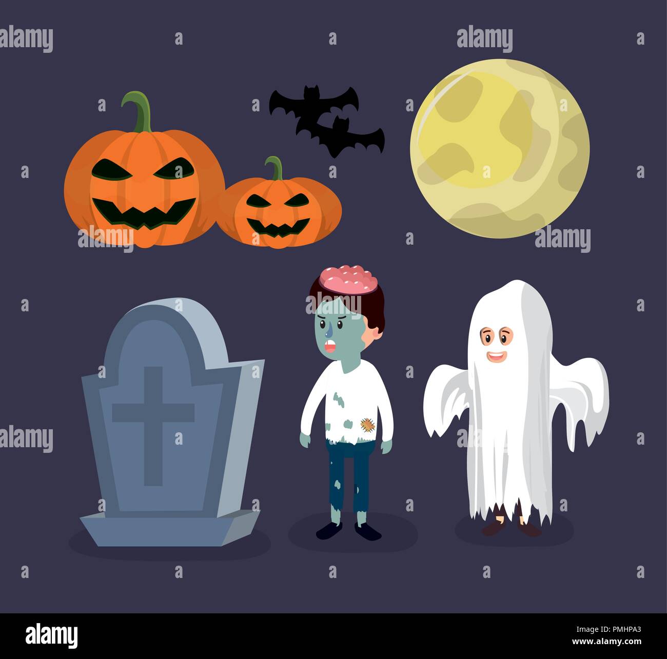 Set of halloween cartoons Stock Vector Image & Art - Alamy