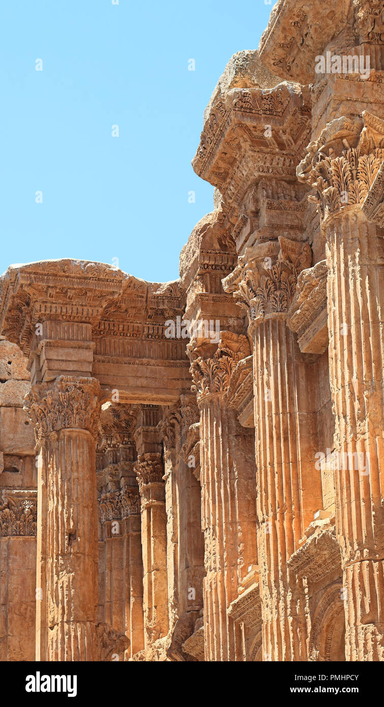 Baalbek Roman Ruins in Lebanon, details inside the bacchus temple Stock ...