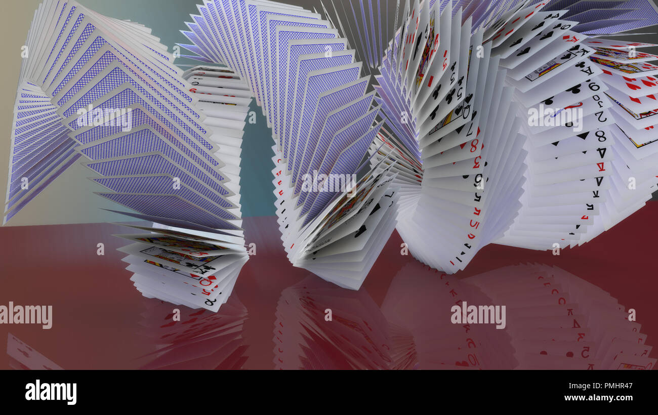 3d rendering poker cards falling Stock Photo - Alamy