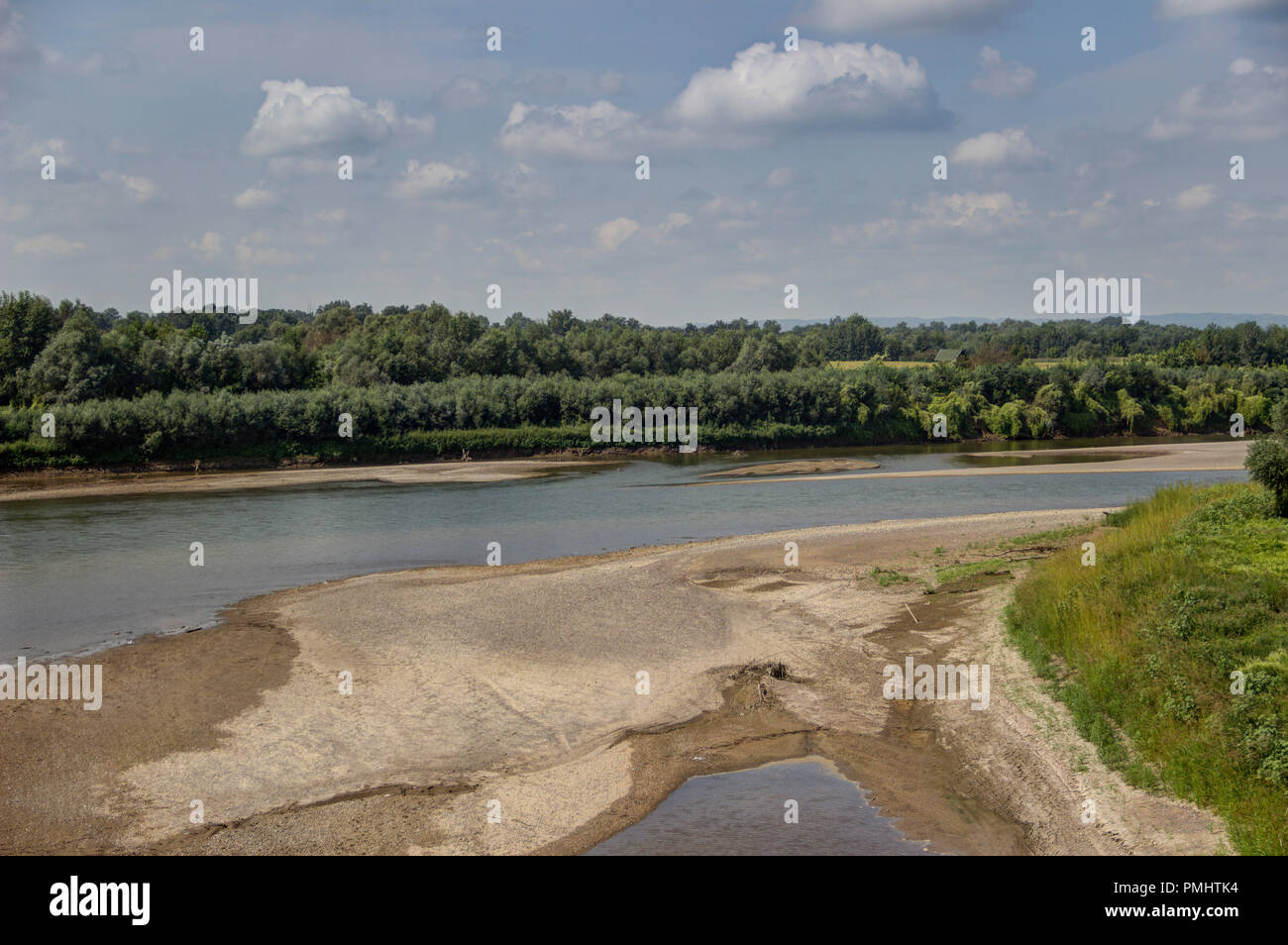 Bosnia and Herzegovina - View of Sava River with extreme low water ...