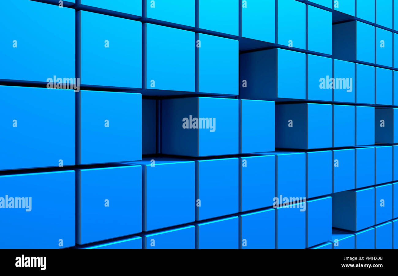Abstract background of cubes in blue color. 3D illustration Stock Photo ...