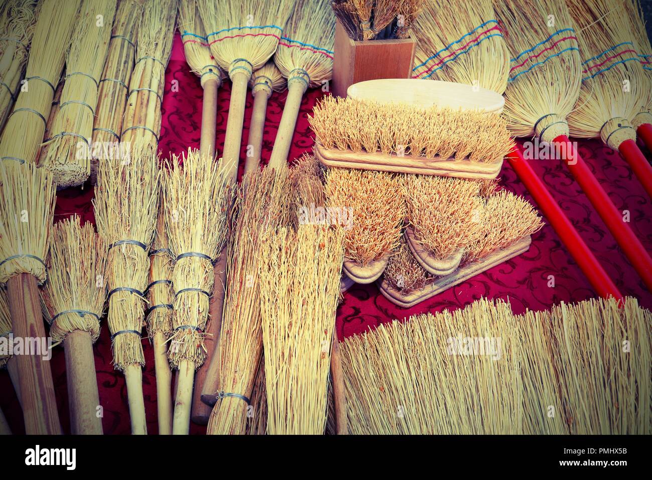 Vintage brooms hi-res stock photography and images - Alamy