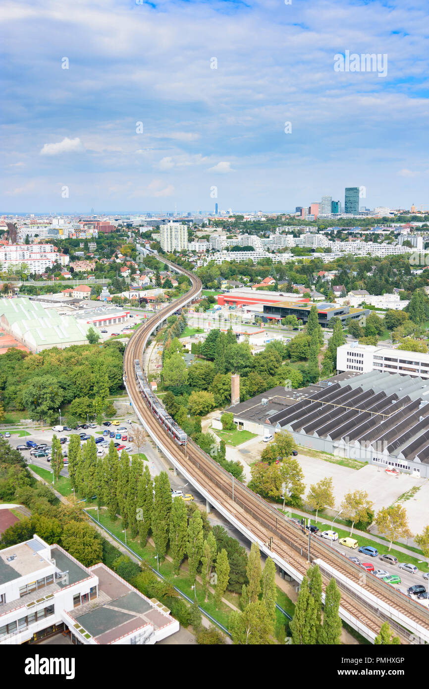 Wien, Vienna: subway line 6, view to city center, Donaucity and ...