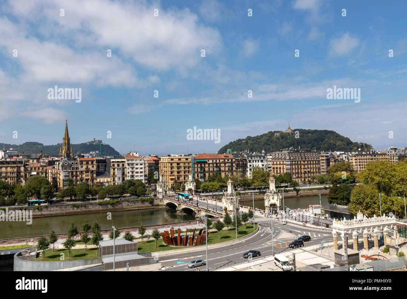 View of San Sebastián, with the María Cristina Bridge, from the Terrace ...