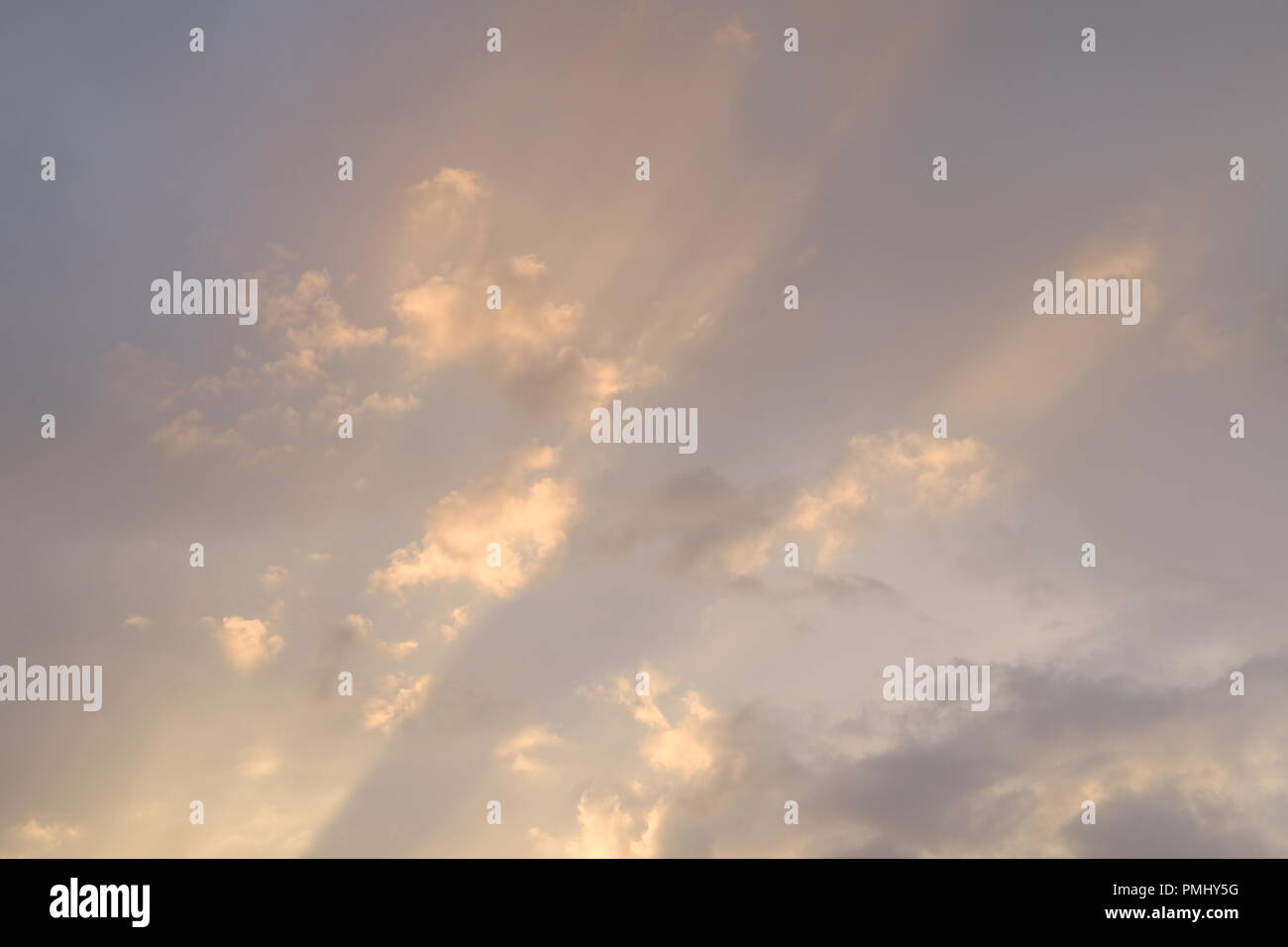 Evening Sky Weather forecast with clouds and sunbeam Stock Photo - Alamy