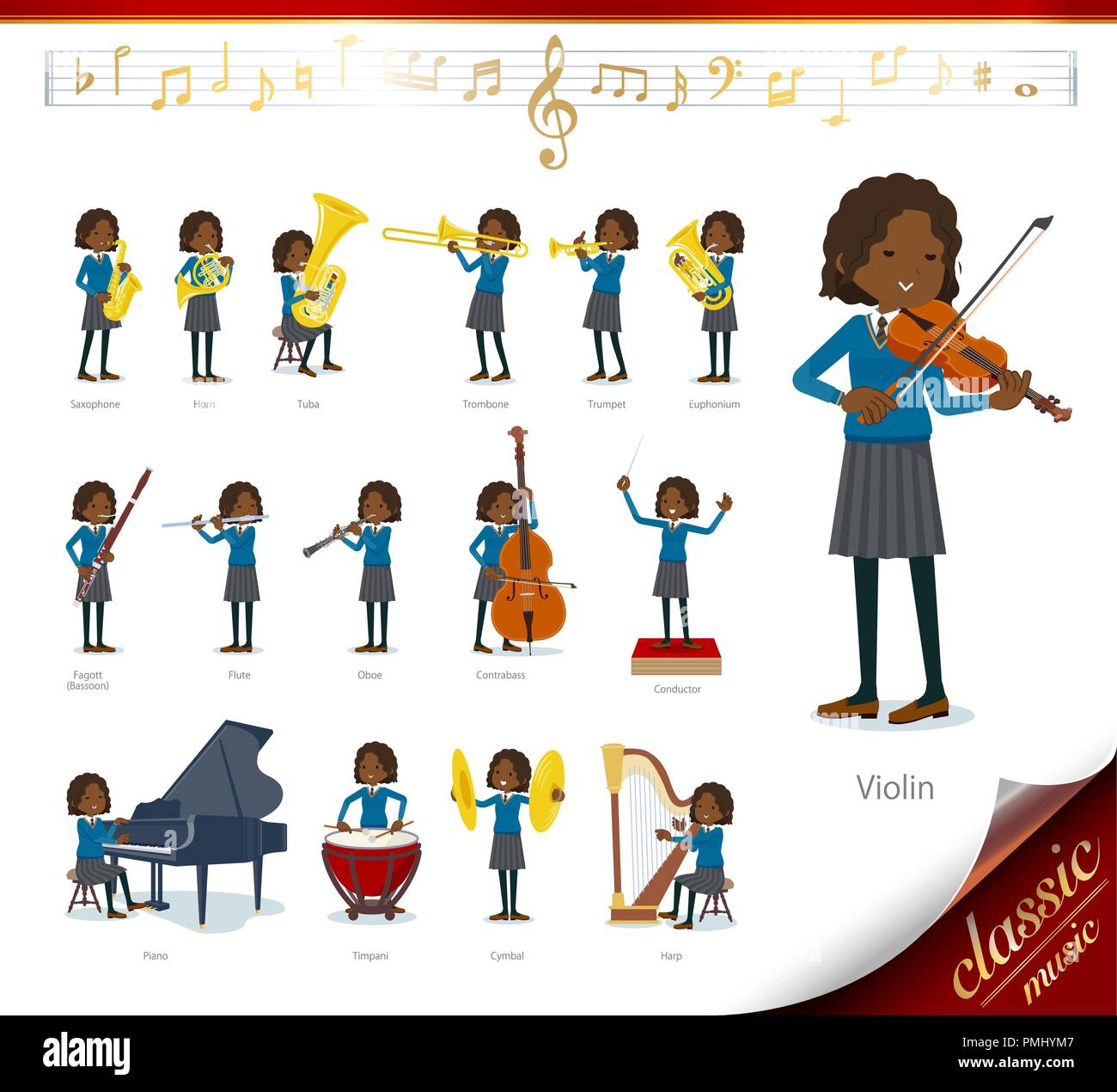 A set of school girl on classical music performances.There are actions ...