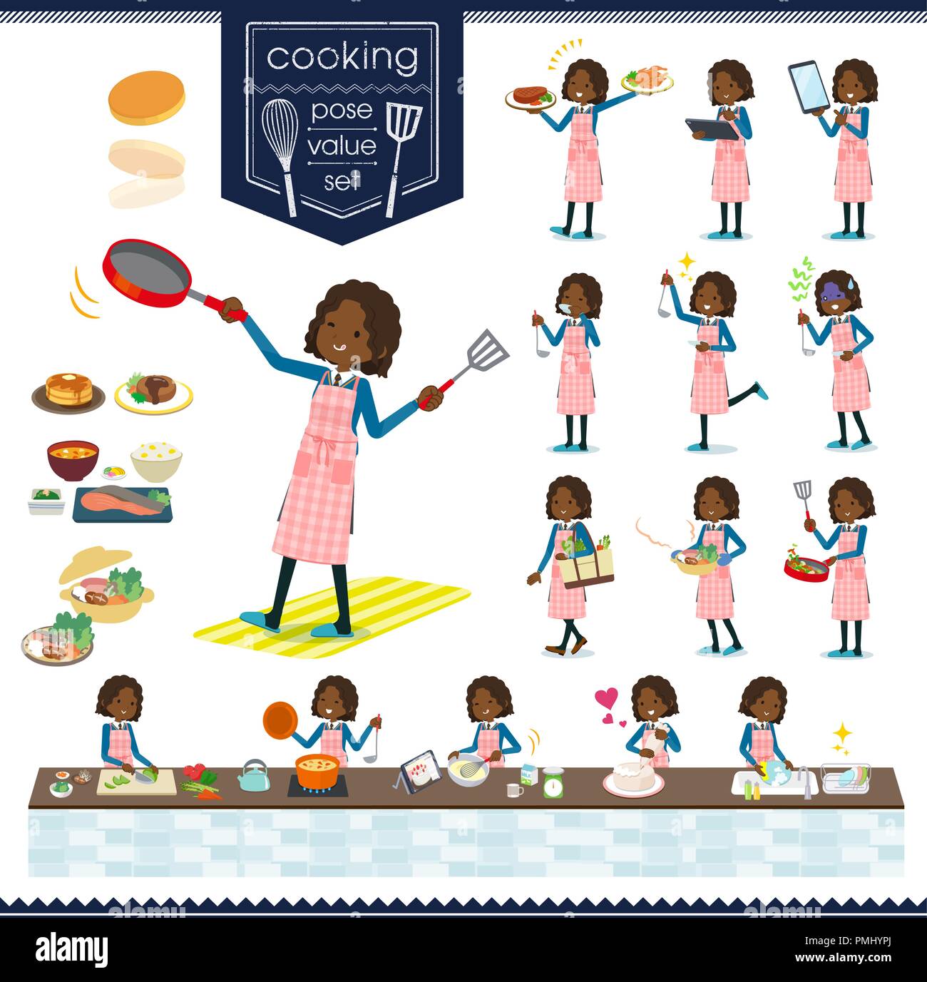 A set of school girl about cooking.There are actions that are cooking ...