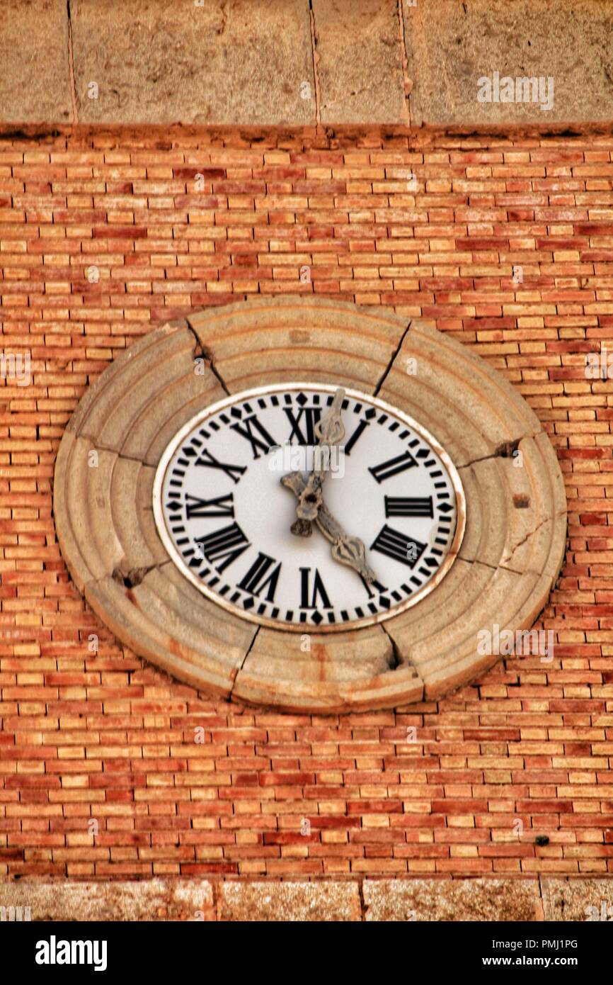 Antique clock in church tower in Altea square, Alicante, Spain Stock ...