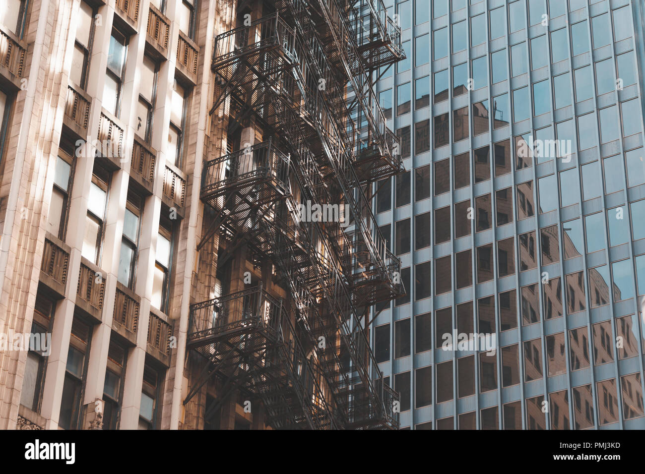Close-up of a fire escape on a skyscraper, Chicago, Illinois, United ...