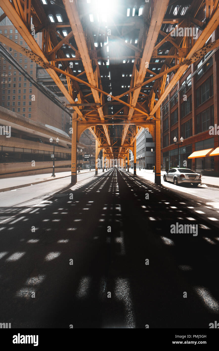 Road under the Chicago Loop, Illinois, United States Stock Photo - Alamy
