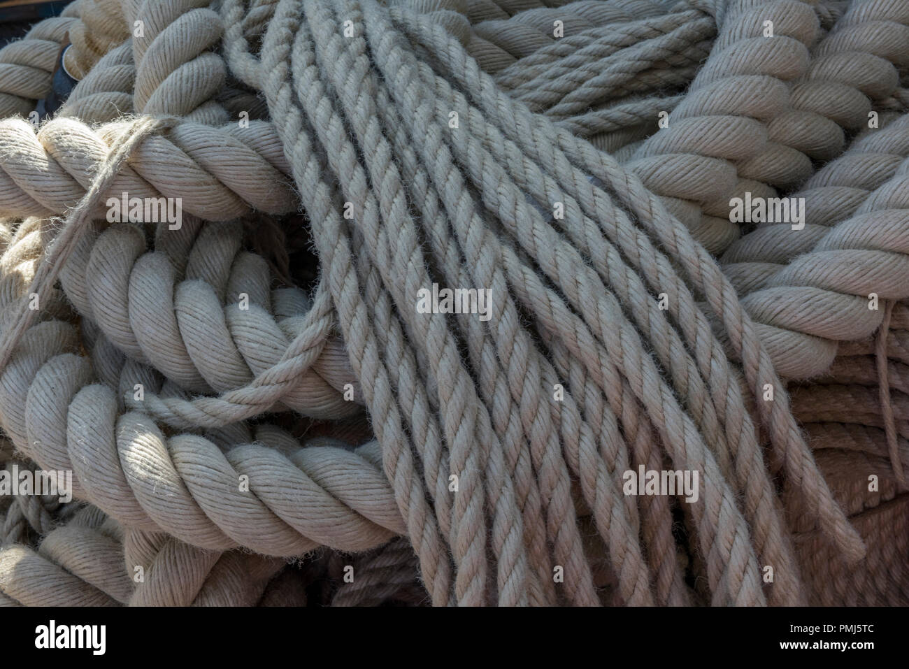 natural fibre cordage ropes in hemp, manila and sisal fibres knotted ...