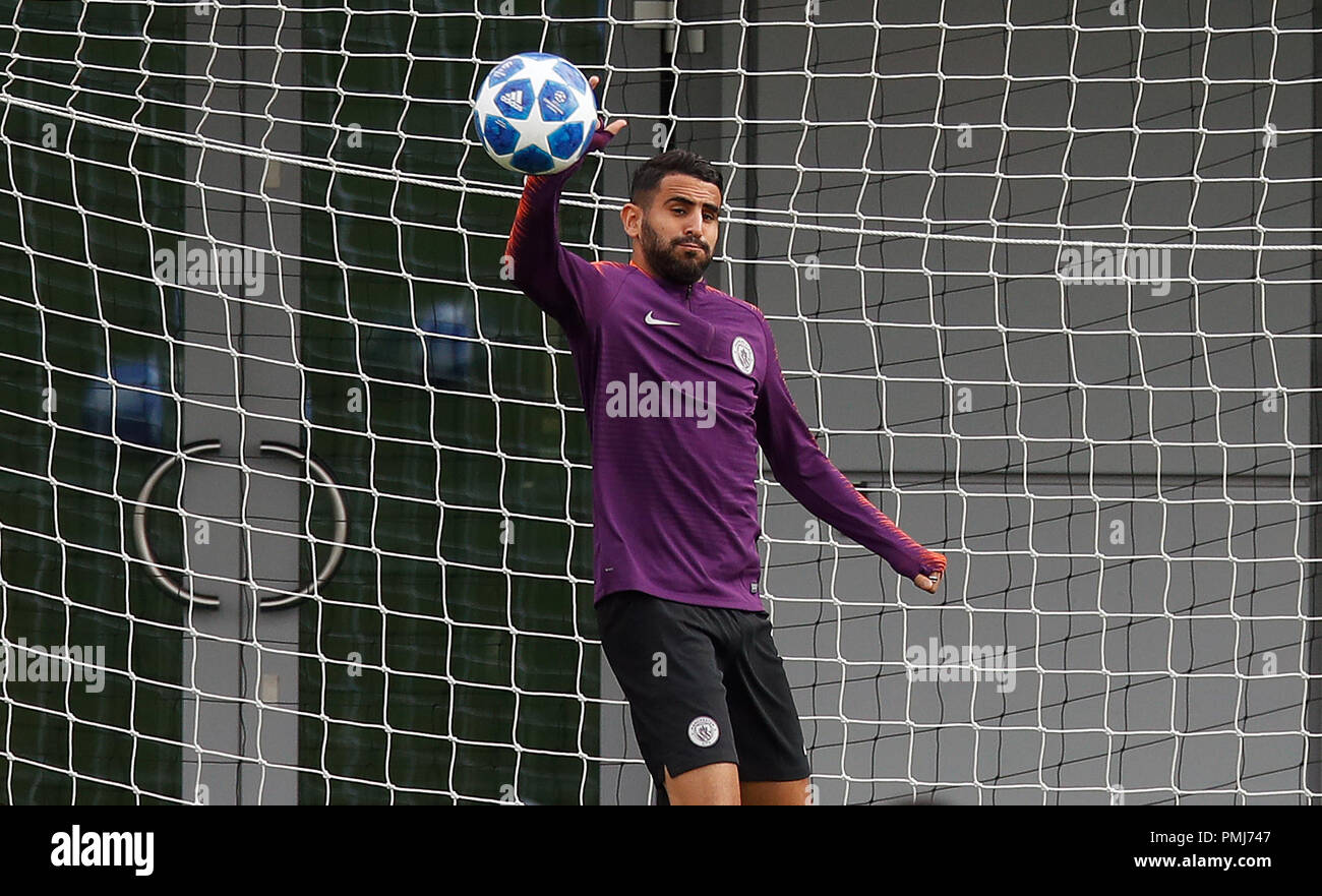 Manchester City's Riyad Mahrez during the training session at the City ...